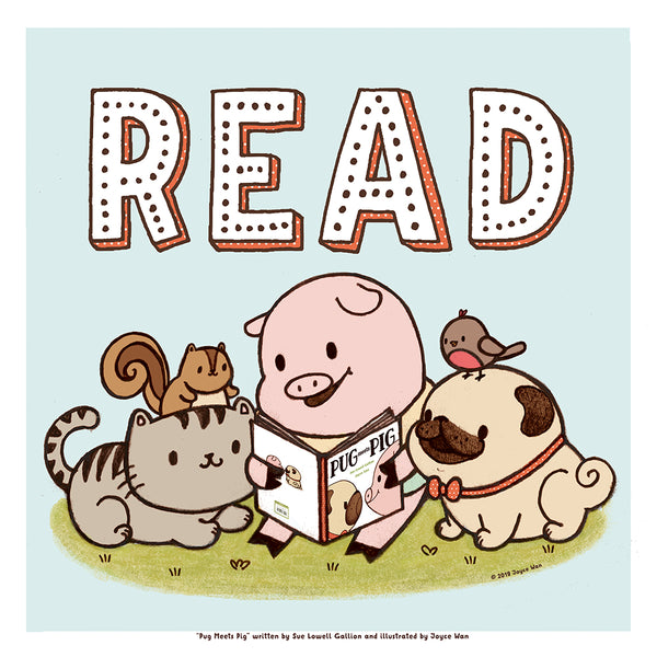 Print: Pug & Pig READ – wanart.com